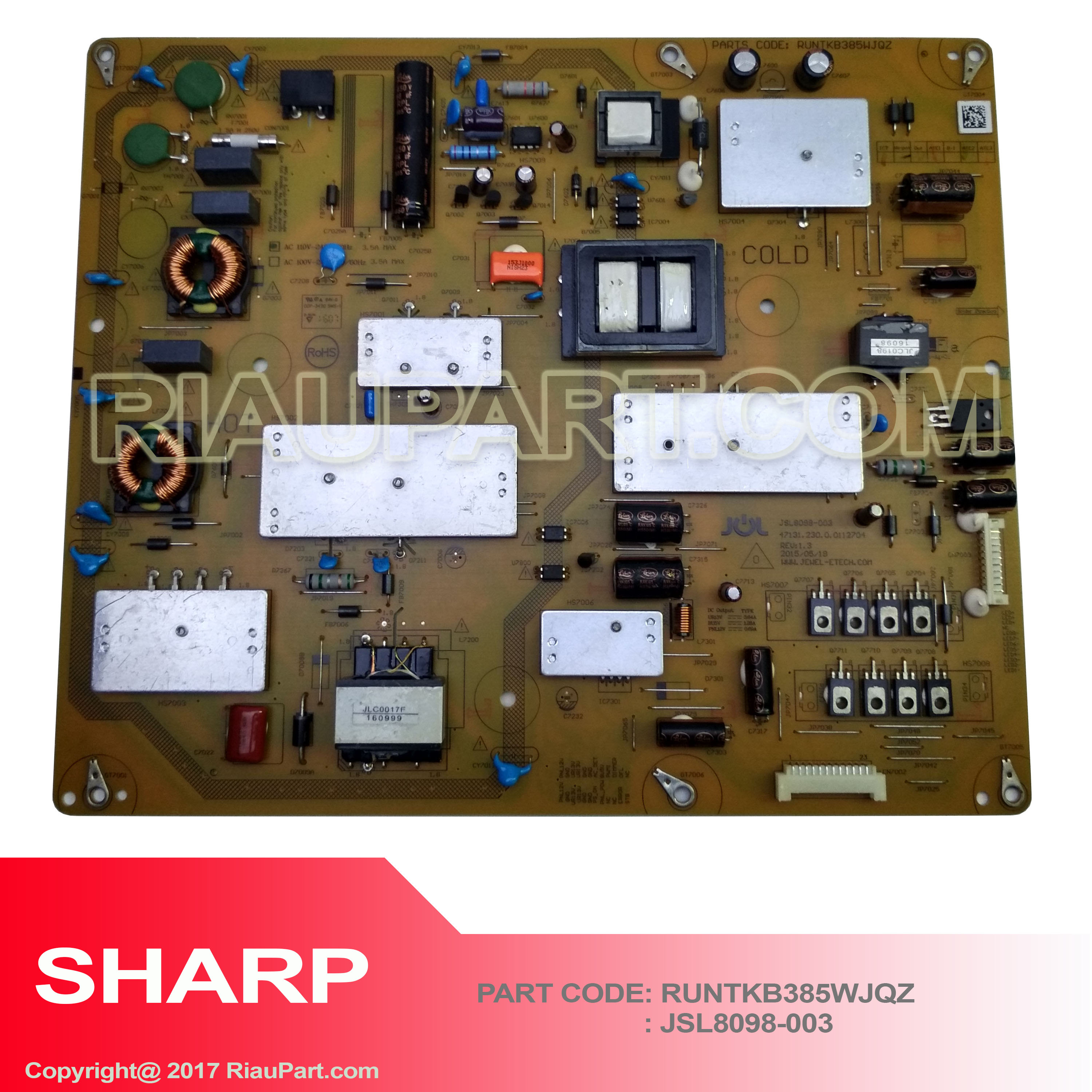 PSU - REGULATOR TV SHARP LC-50LE275X 50LE275 RUNTKB385WJQZ JSL8098-003 ...